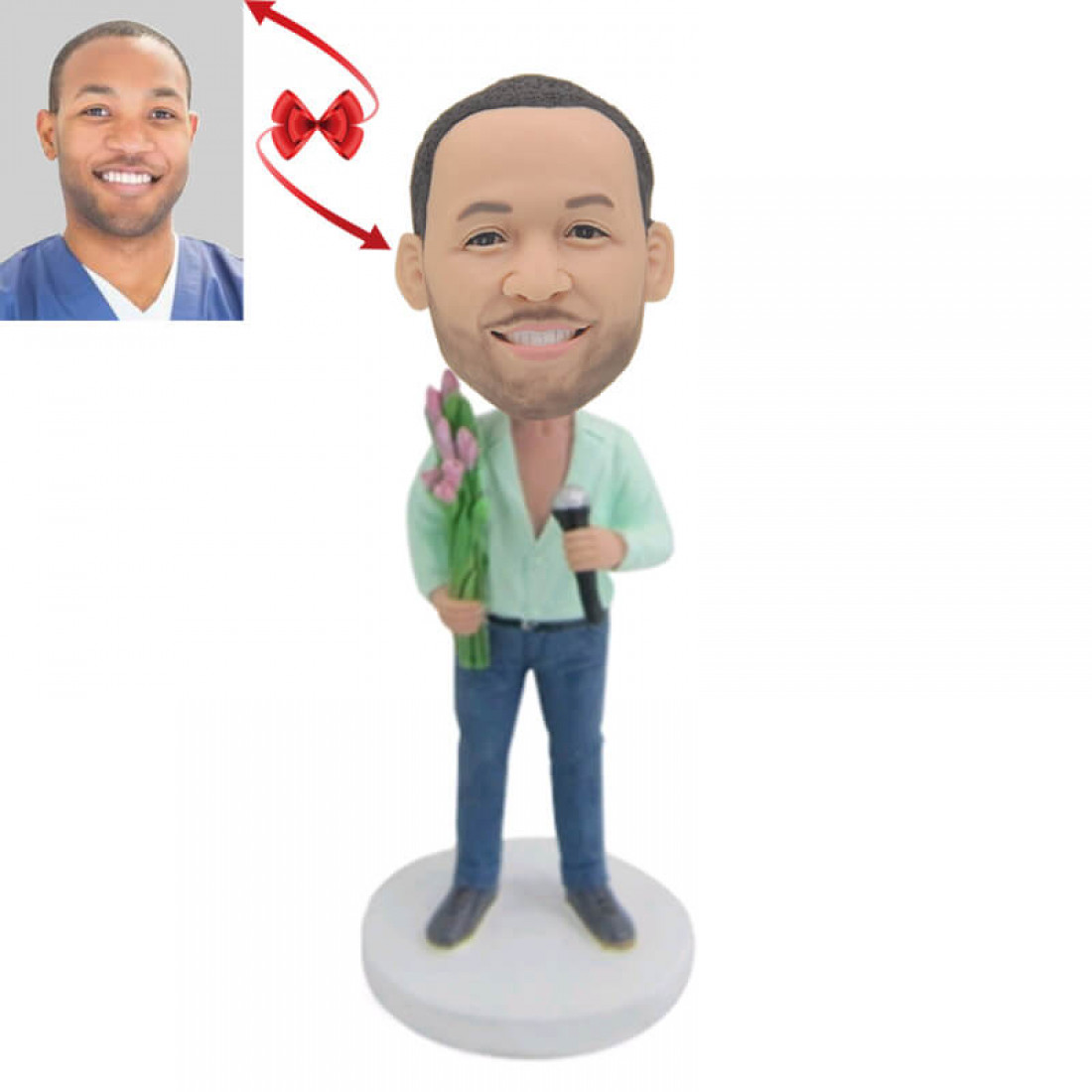 Mesmerizing Melodies - Custom Bobblehead of a Male Singer Holding ...