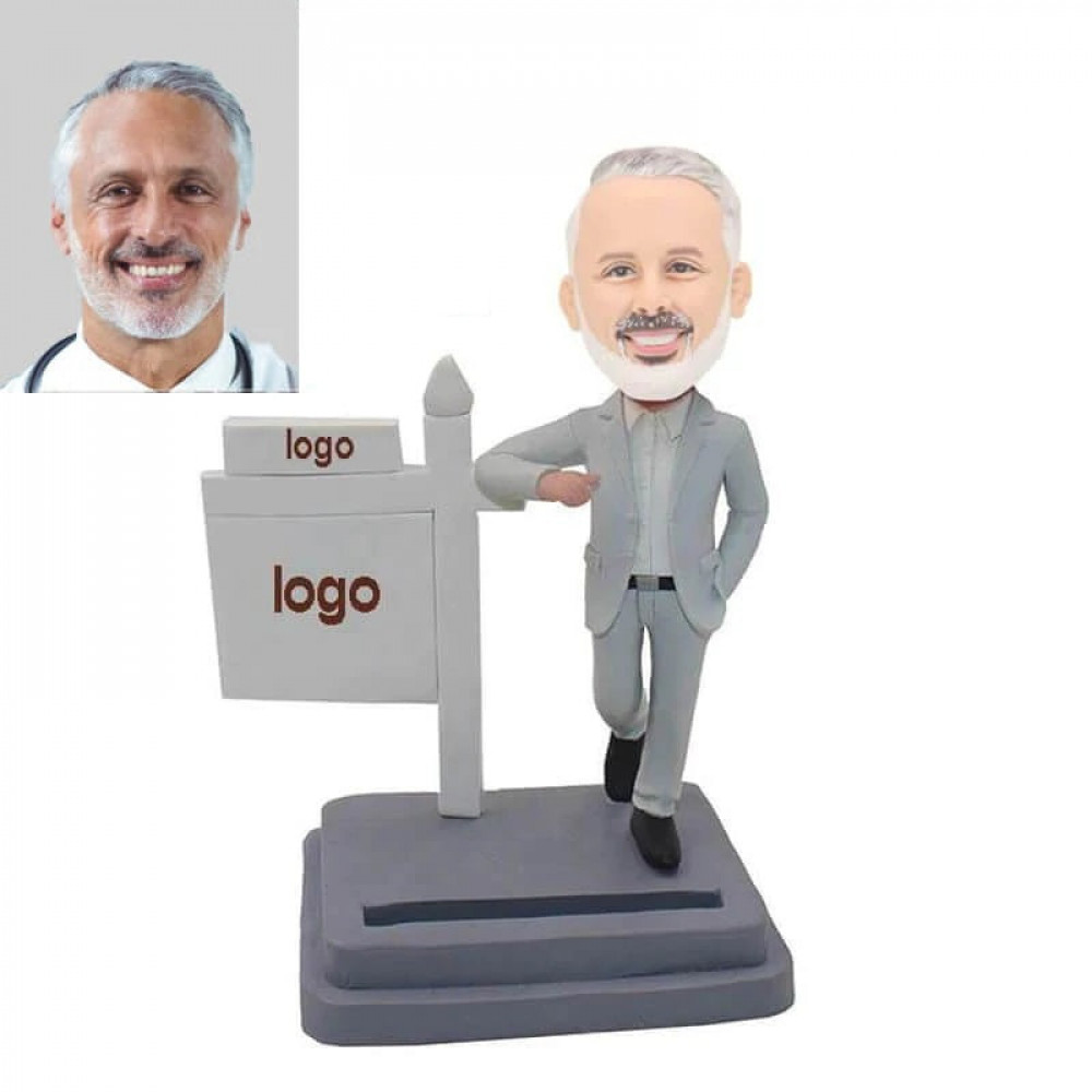 Business Card Holder with Company Logo Custom Bobblehead - Personalized ...