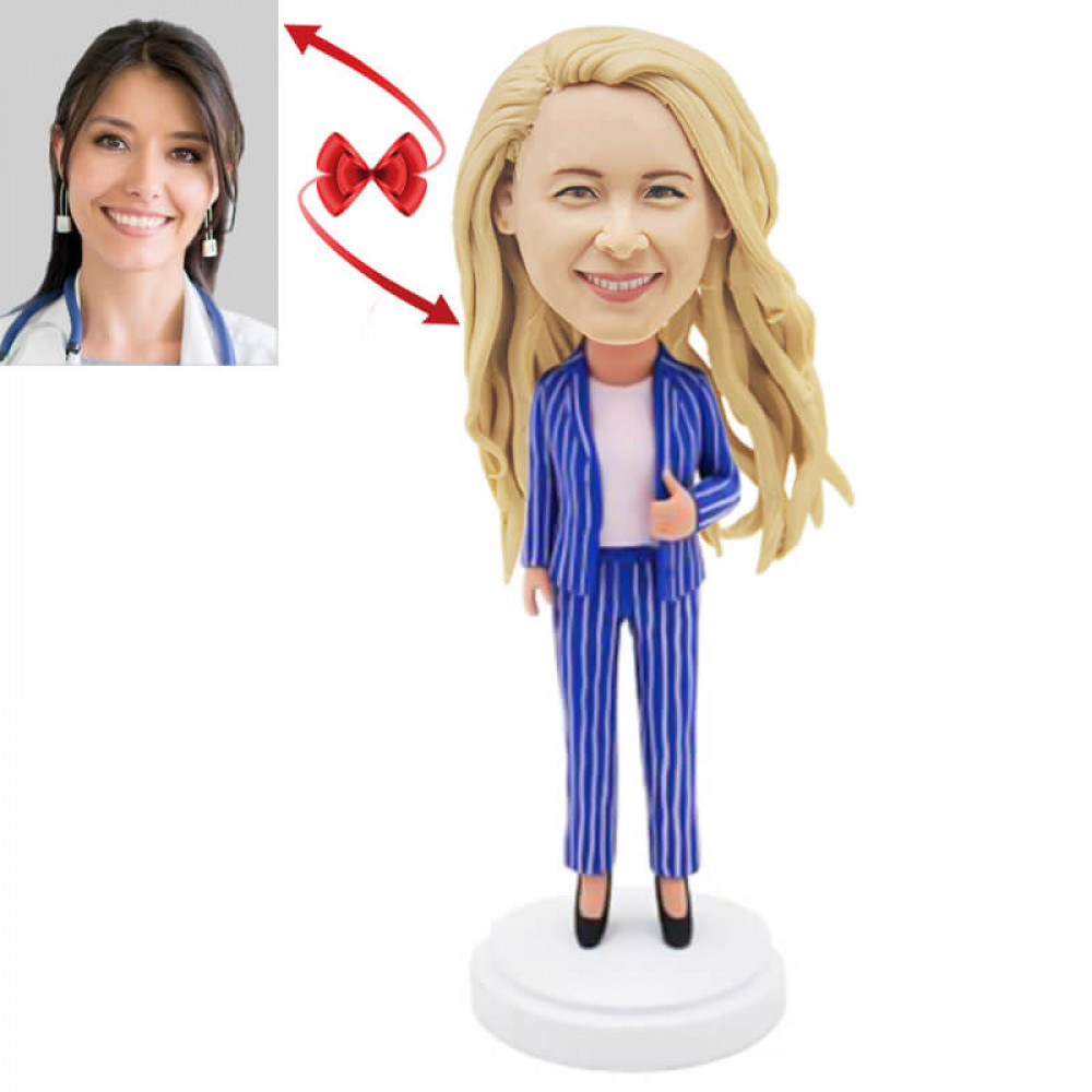 Business Female Secretary Custom Bobblehead - Personalized Office Gift