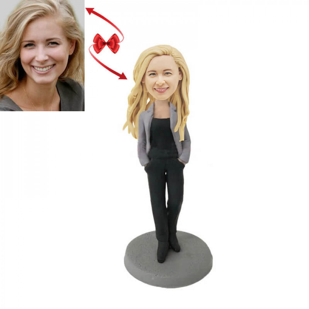 Handcrafted Custom Bobblehead - Personalized Lady Figurine - Customized ...