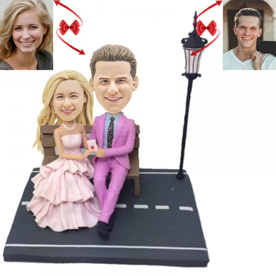 Handcrafted Custom Bobblehead - Personalized Couple and Light Figurine ...