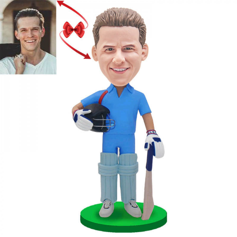 Handcrafted Custom Bobblehead - Personalized Cricket Player Figurine ...