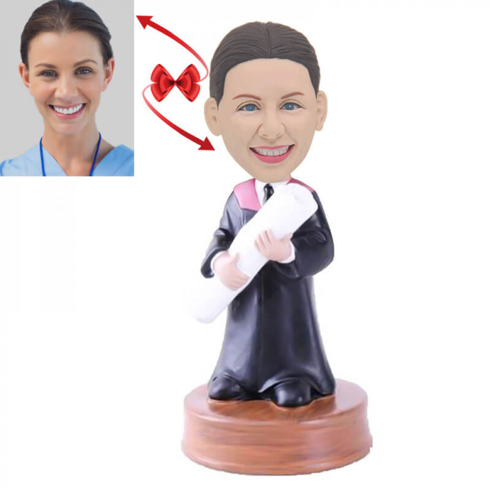 bachelor gown graduation girl custom bobblehead - custom-bachelor-gown ...