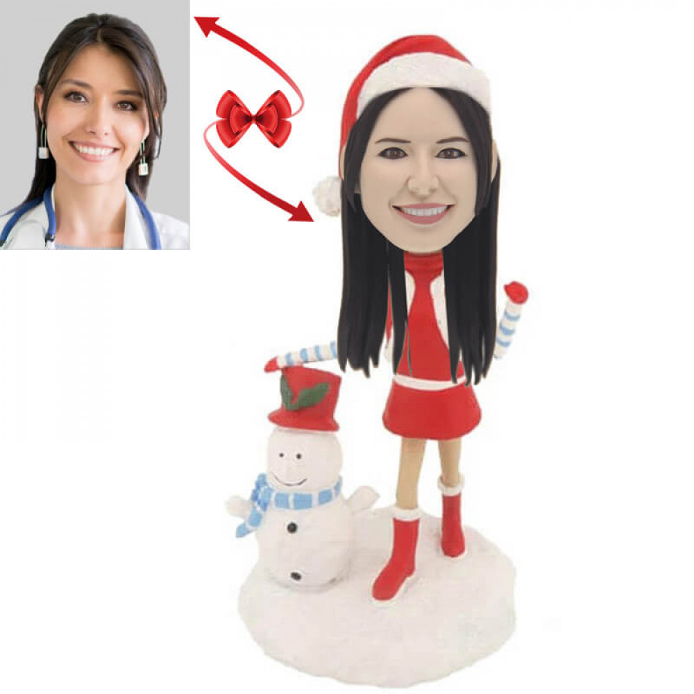 Handcrafted Custom Bobblehead - Personalized Christmas Woman Figurine ...