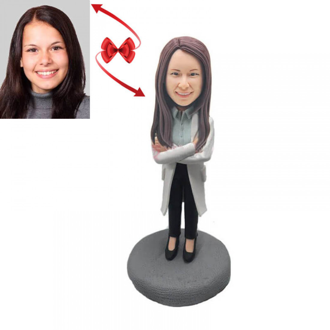 female doctor in lab coat custom bobblehead - female-doctor-in-lab-coat ...