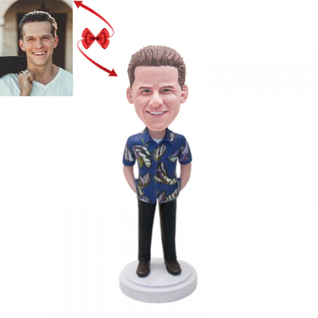 handsome guy wearing a flower t-shirt custom bobblehead - handsome-guy ...