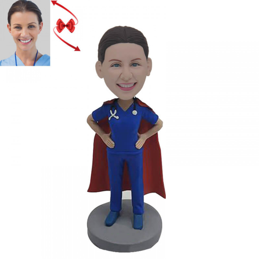 super female doctor in blue uniform custom bobblehead - super-female ...
